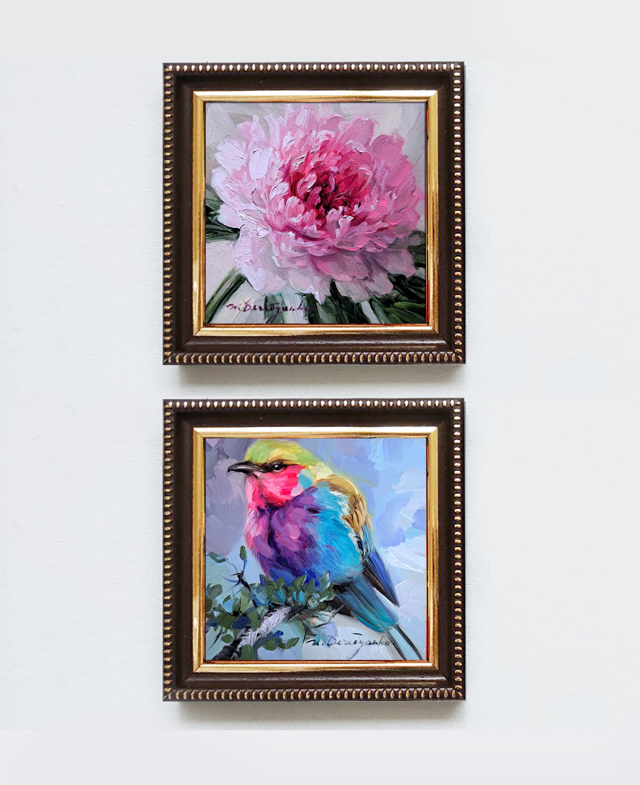 Tiny Painting Flower Peony Wall Art Original Oil Fine Art Gift for Her ...