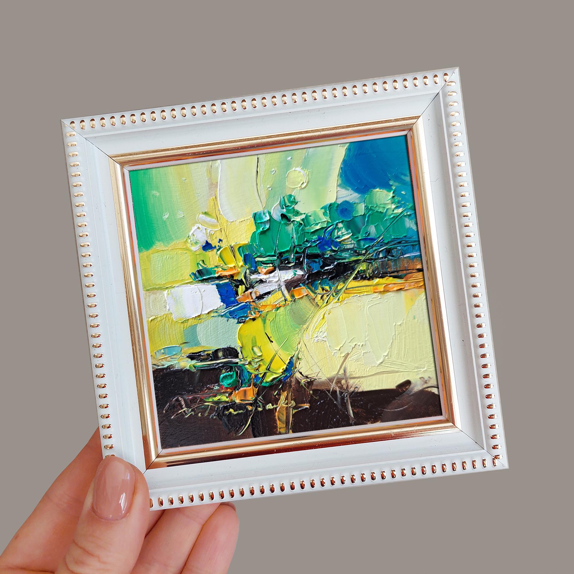 Abstract Painting Small Framed Art, Original Oil Painting Abstract ...