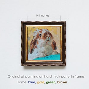 Cute Rabbit Oil Painting Original Framed 4x4 Small Framed Art - Etsy