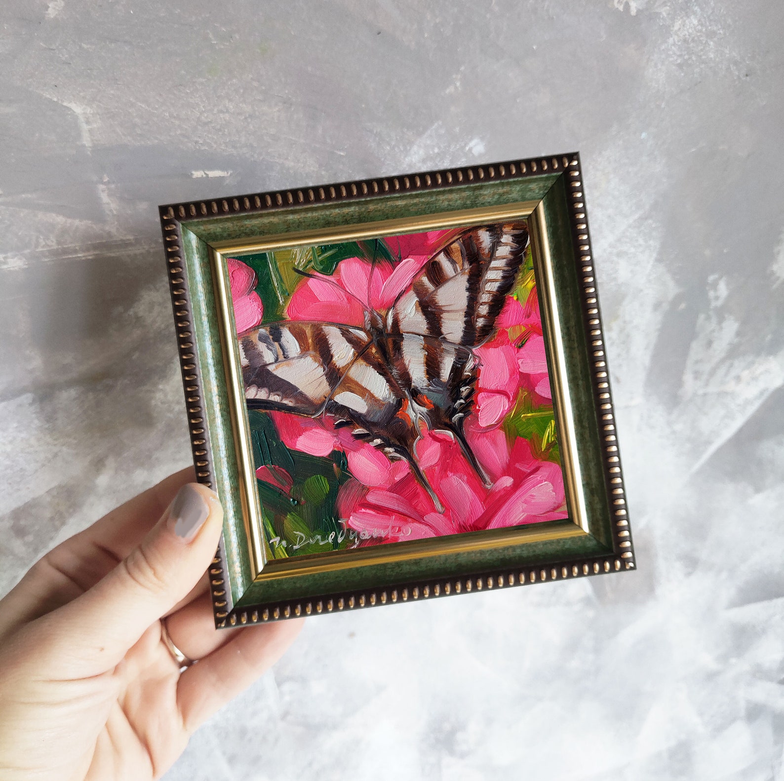 Swallowtail Butterfly Art Painting Original 4x4, Black White Oil ...