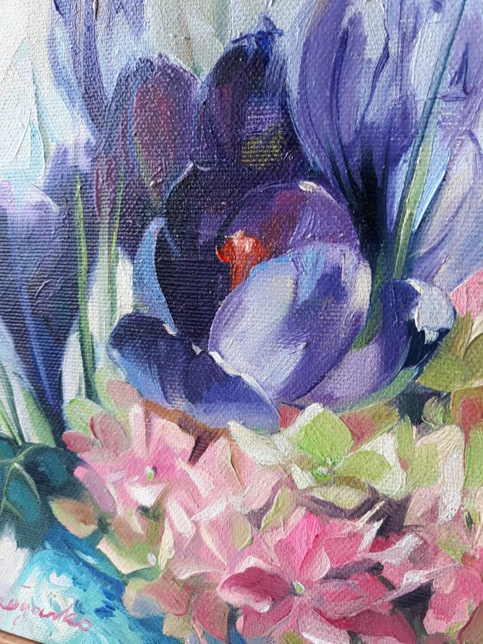 Purple Flower Painting Original Oil Art Floral Oil Painting - Etsy
