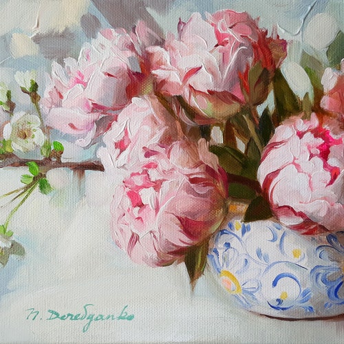 Peonies Oil Painting Canvas Original Art Bloom Flower - Etsy