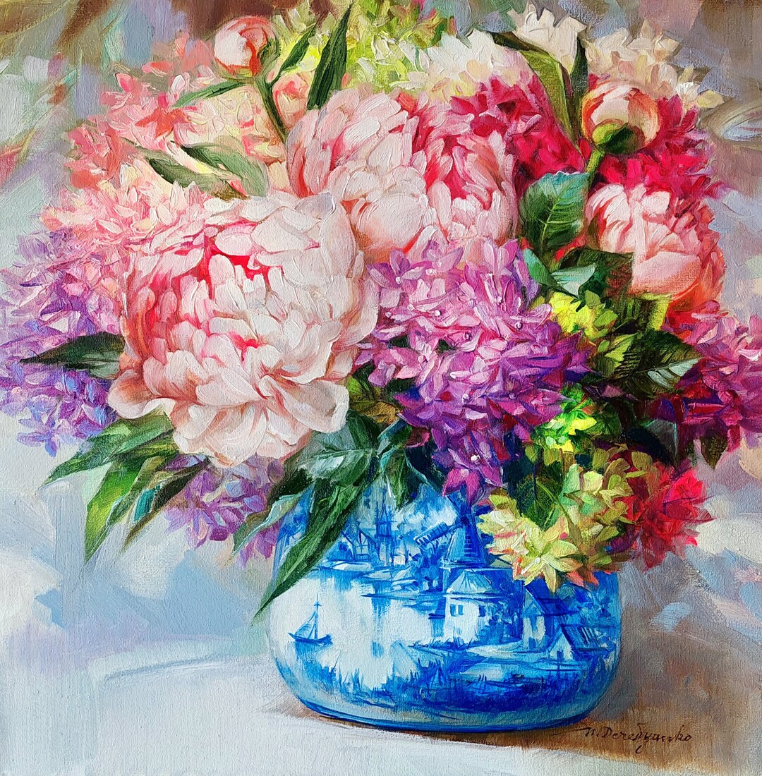 Extra Large Floral Oil Paintings on Canvas Original, Hydrangea Painting ...
