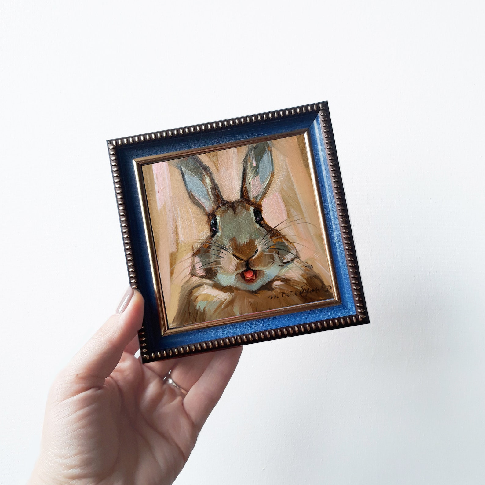 Rabbit Art Painting Original Rabbit Picture Frame 4x4 Banny - Etsy