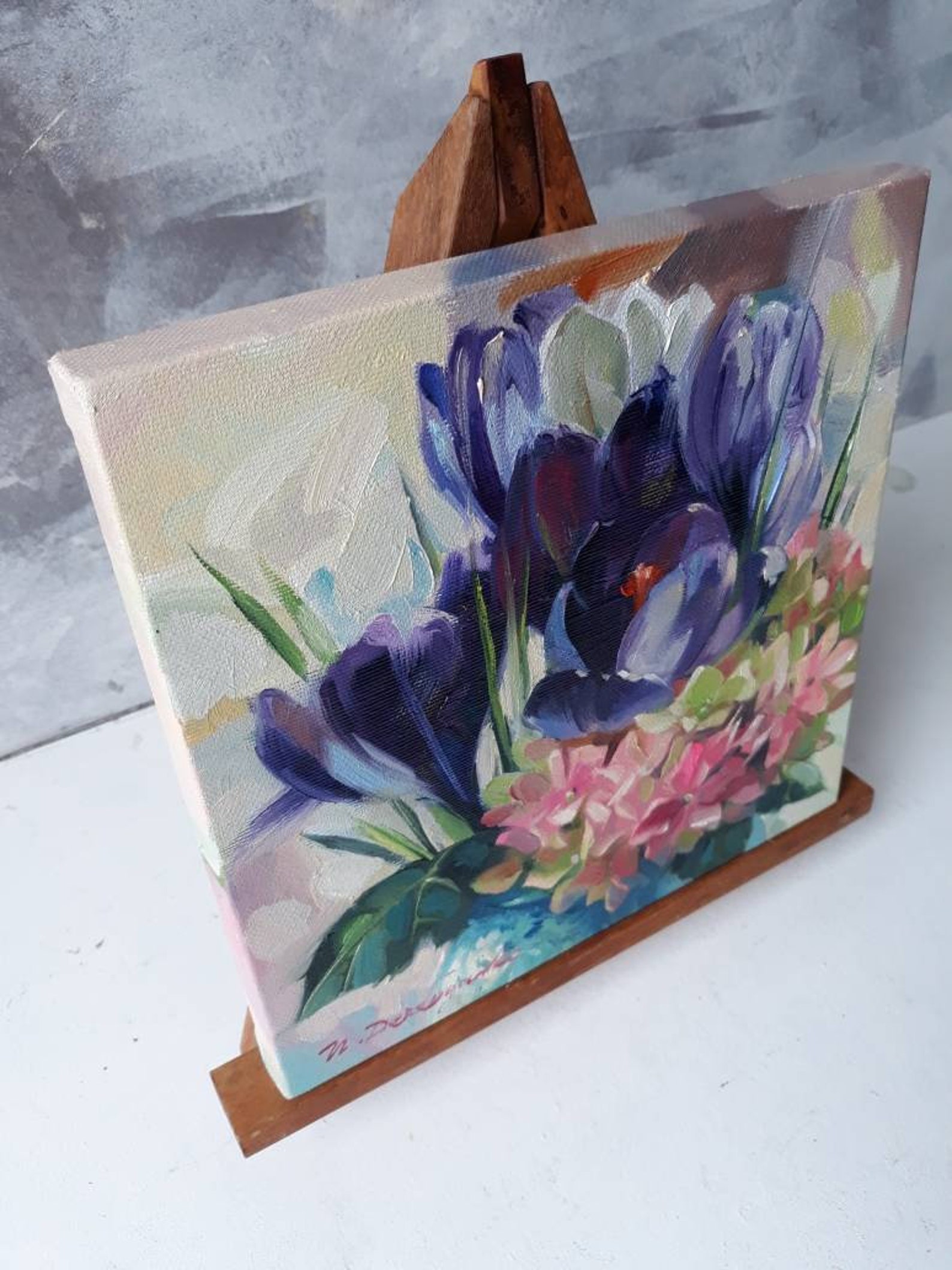 Purple Flower Painting Original Oil Art Floral Oil Painting - Etsy