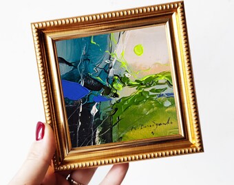 Abstract Painting Small Framed Art, Original Oil Painting Abstract ...