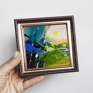 Abstract Painting Small Framed Art, Original Oil Painting Abstract ...