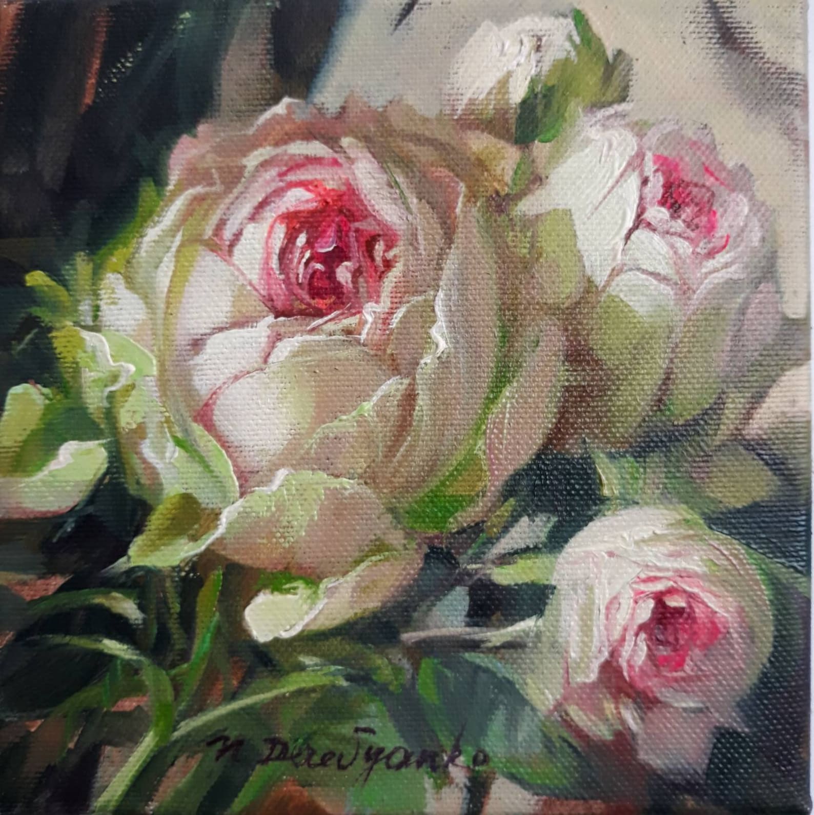 Roses Oil Painting Canvas Original, Art Painting Flowers, Bloom Flower ...