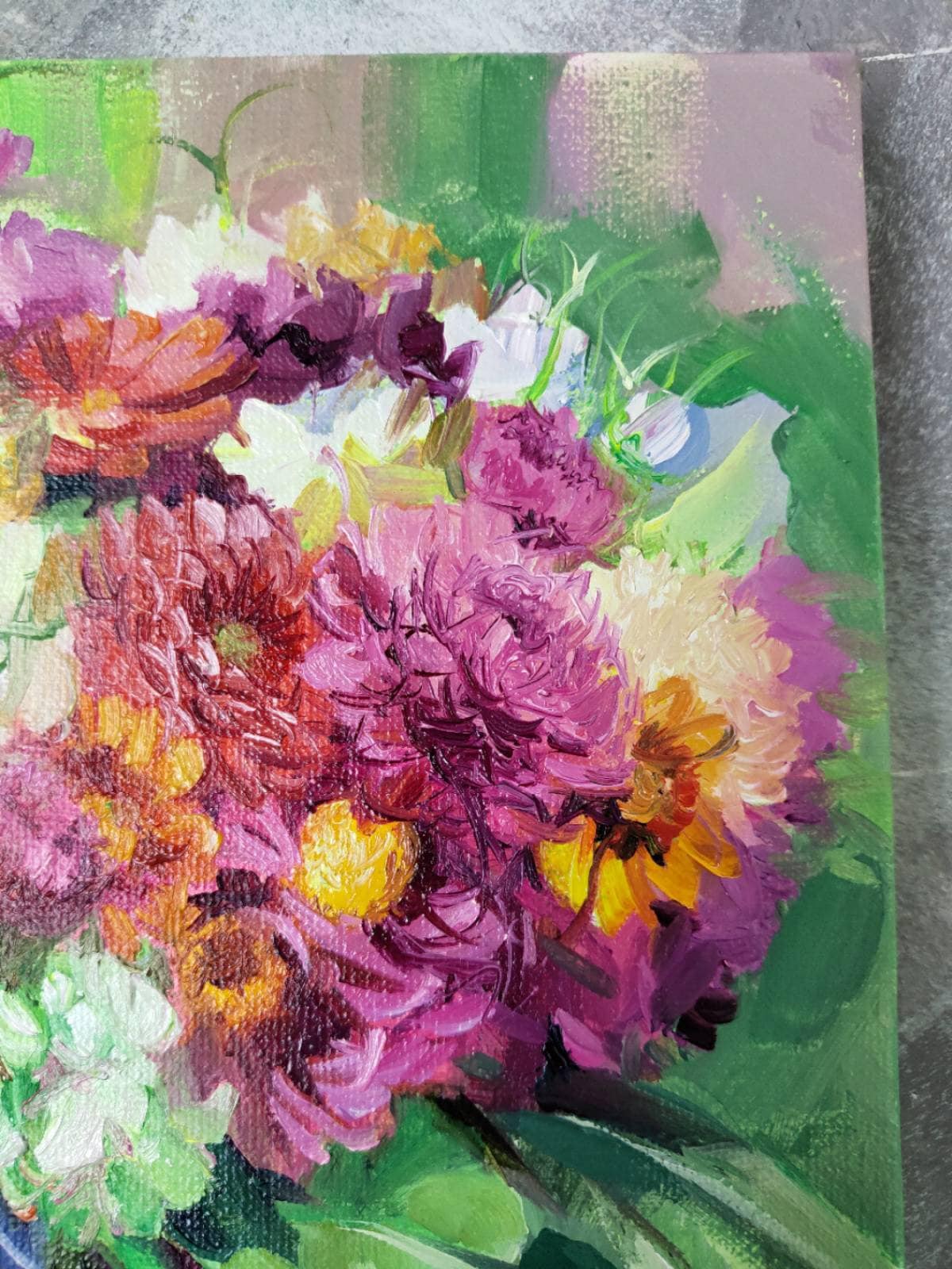 Bridal flowers portrait painting canvas original art Custom | Etsy