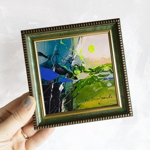 Abstract Painting Small Framed Art, Original Oil Painting Abstract ...