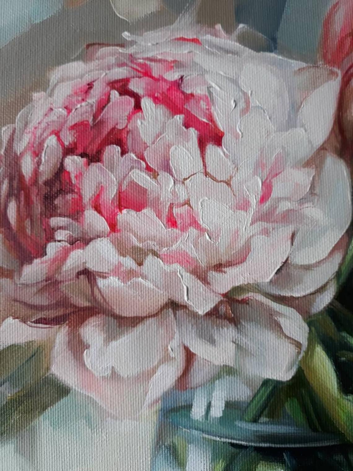 Peony Oil Painting Original Art on Canvas Flowers Oil - Etsy