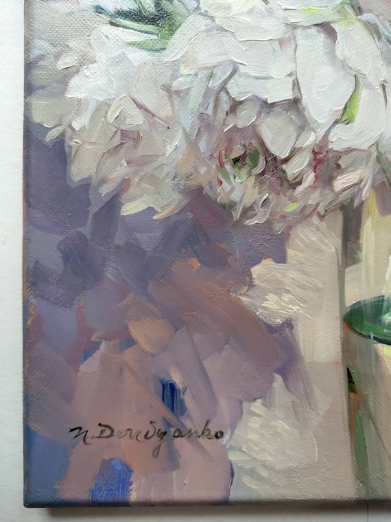白い牡丹の花のアート絵画オリジナル、白い花のキャンバス 牡丹 白い牡丹の花のアート絵画オリジナル、白い花のキャンバス 牡丹