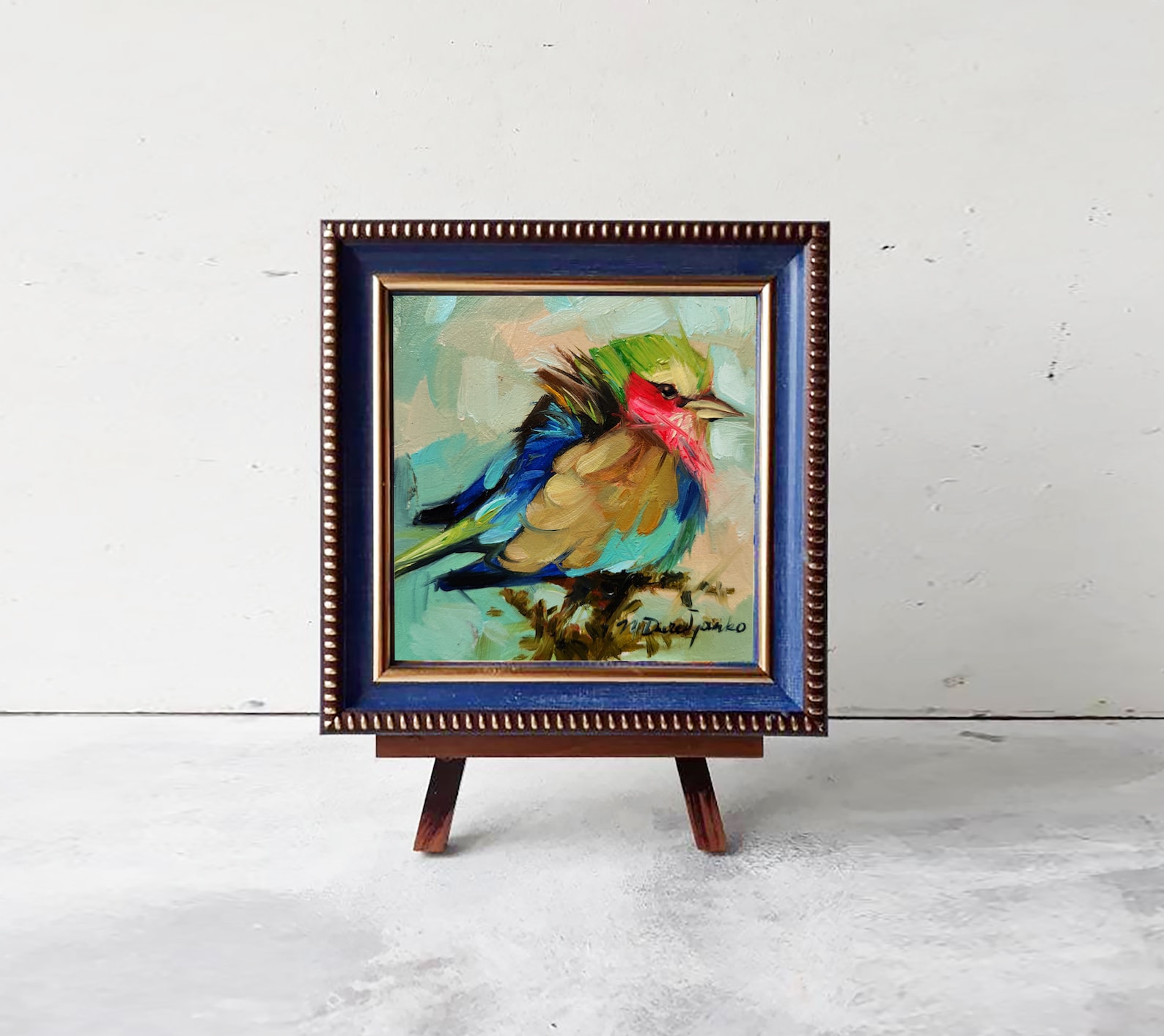 Original Bird Painting 4x4 Colorful Small Bird Art Picture in - Etsy