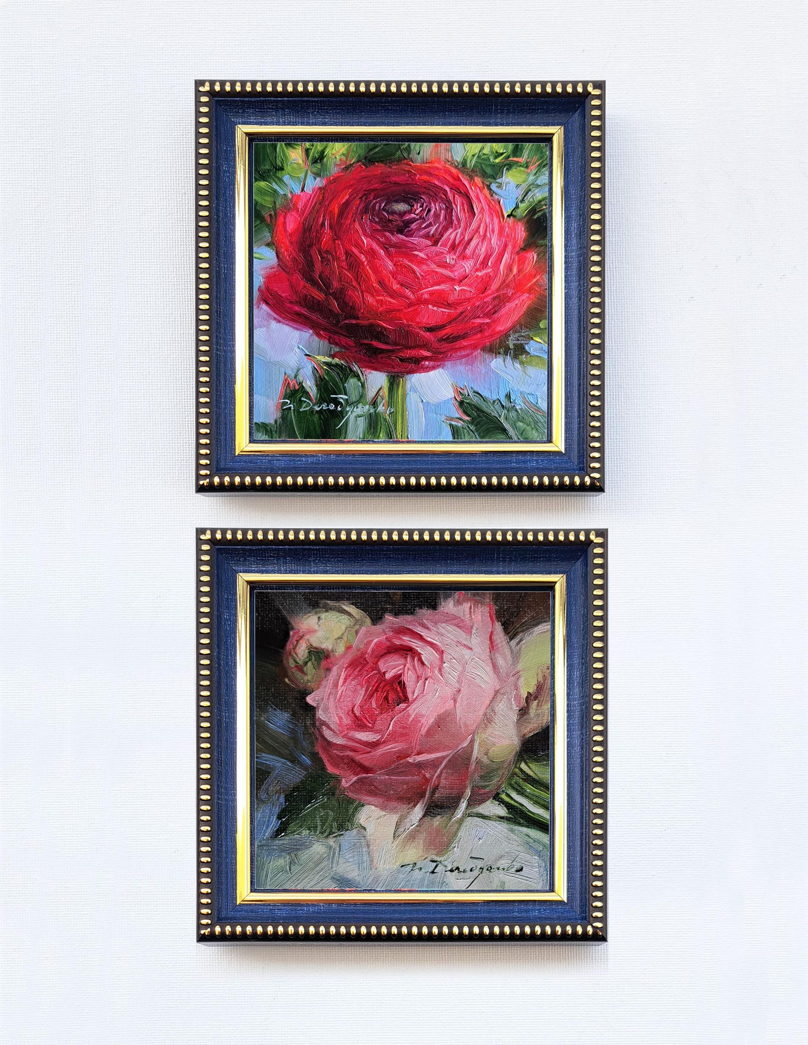 Rose Painting Original Pink Art 4x4, Small Oil Painting Flower Vibrant ...
