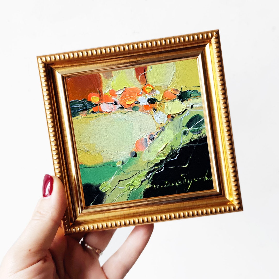 Abstract Painting Small Framed Art, Original Oil Painting Abstract ...