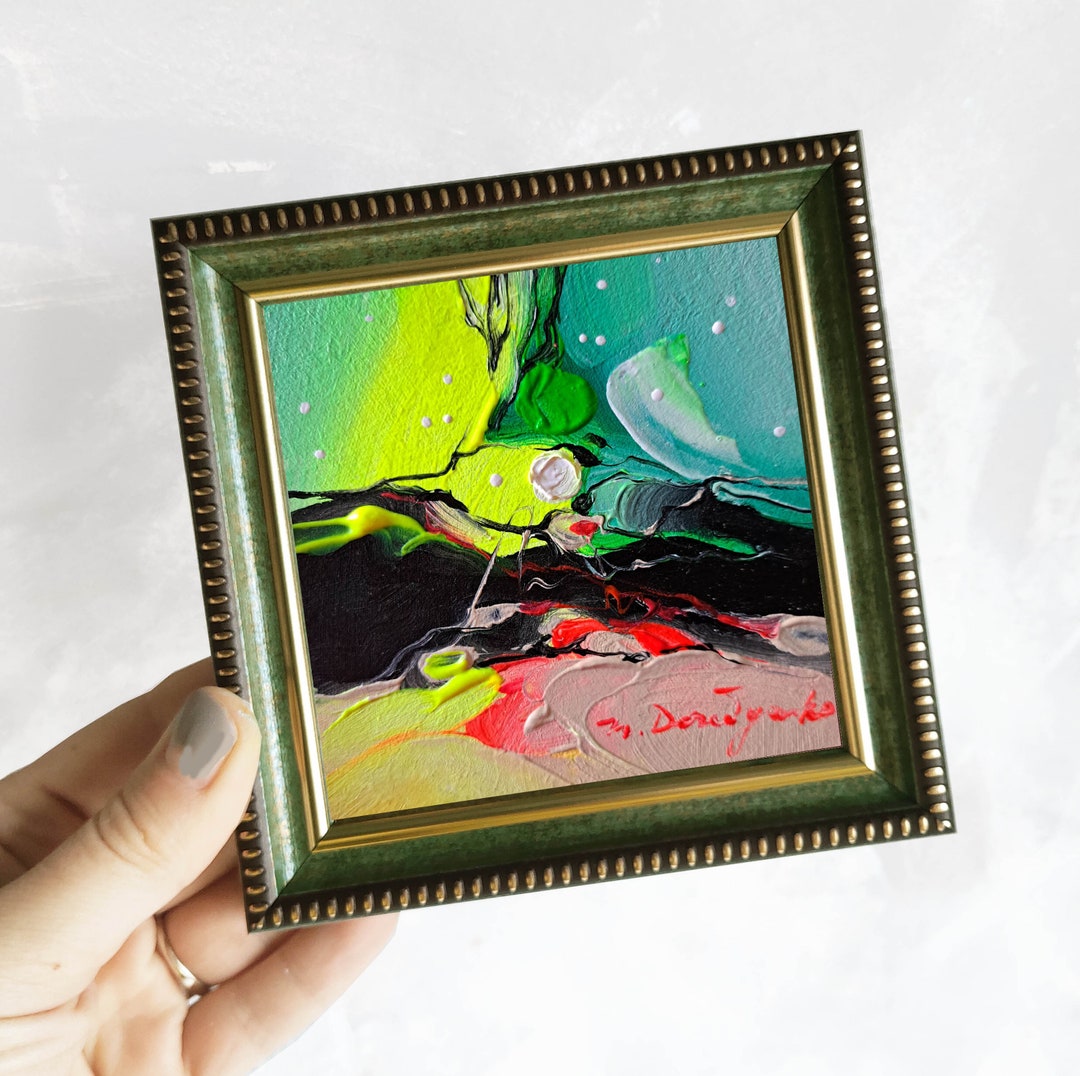 Abstract Painting Small Framed Art, Original Oil Painting Abstract ...
