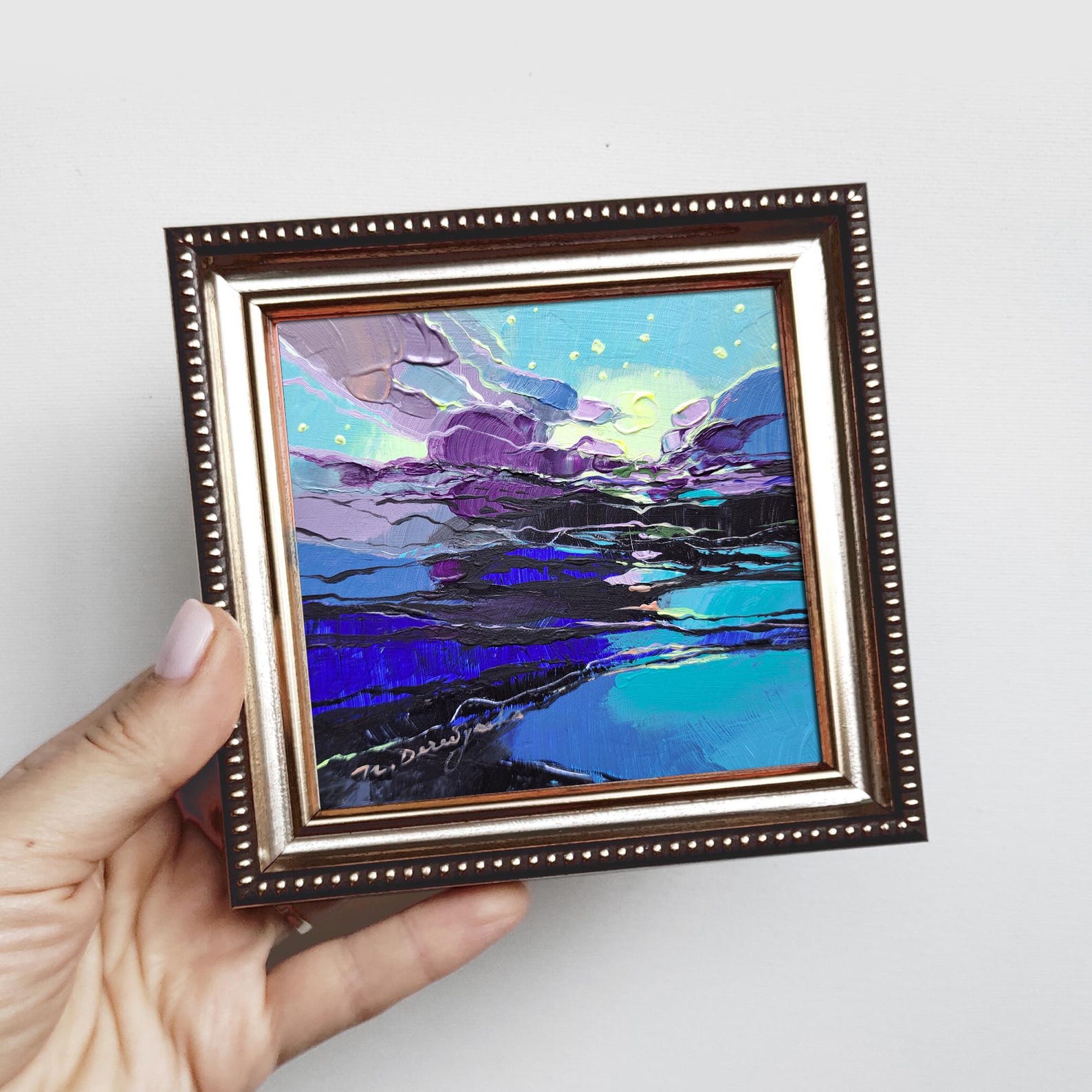 Small Landscape Abstract Painting Framed Art, Original Oil Painting ...