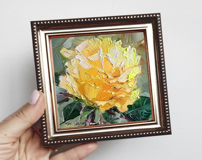 Unique Rose Flower Oil Painting Original Art Framed, Floral Painting ...