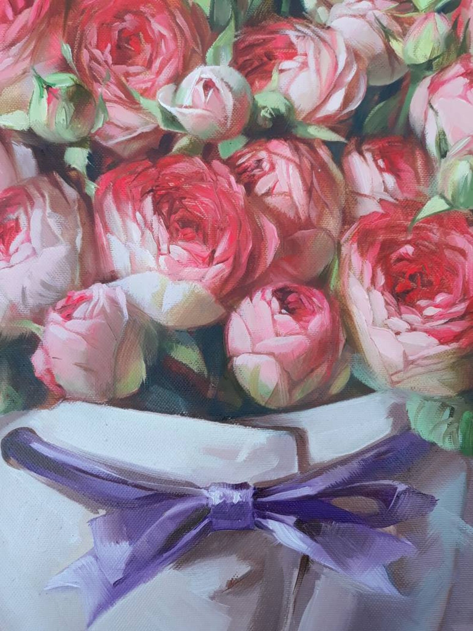 Large Rose Flowers Painting Original on Canvas, Red Roses Bouquet Wall ...