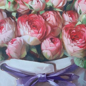 Large Rose Flowers Painting Original on Canvas, Red Roses Bouquet Wall ...