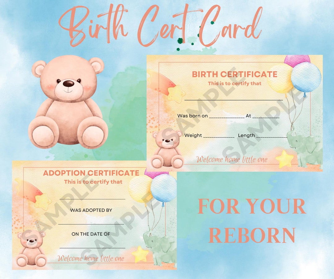Printed Reborn Birth Certificate Card, Gender Neutral. NOT a Digital ...