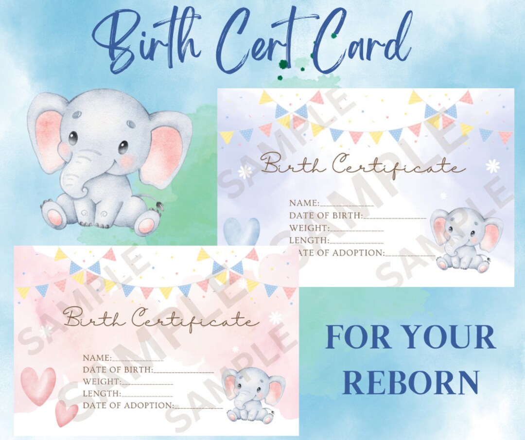 Printed Reborn Birth Certificate Card. NOT a Digital Download - Etsy