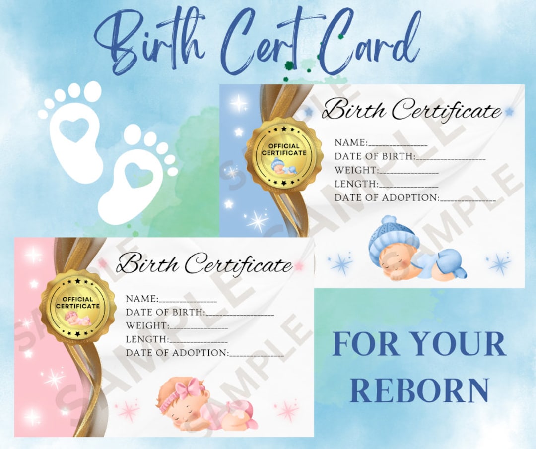 Printed Reborn Birth Certificate Card. NOT a Digital Download - Etsy