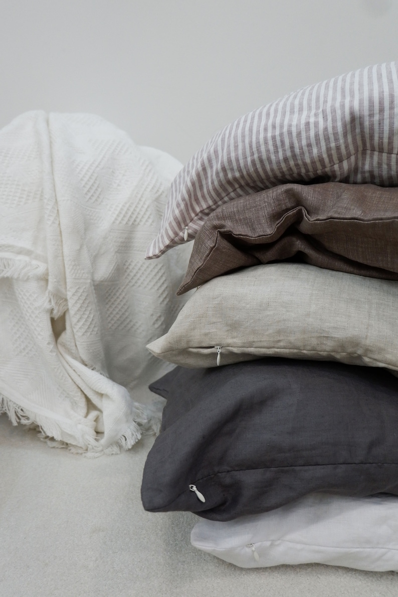 White Washed Linen Pillow Cover Handmade Linen Decorative - Etsy