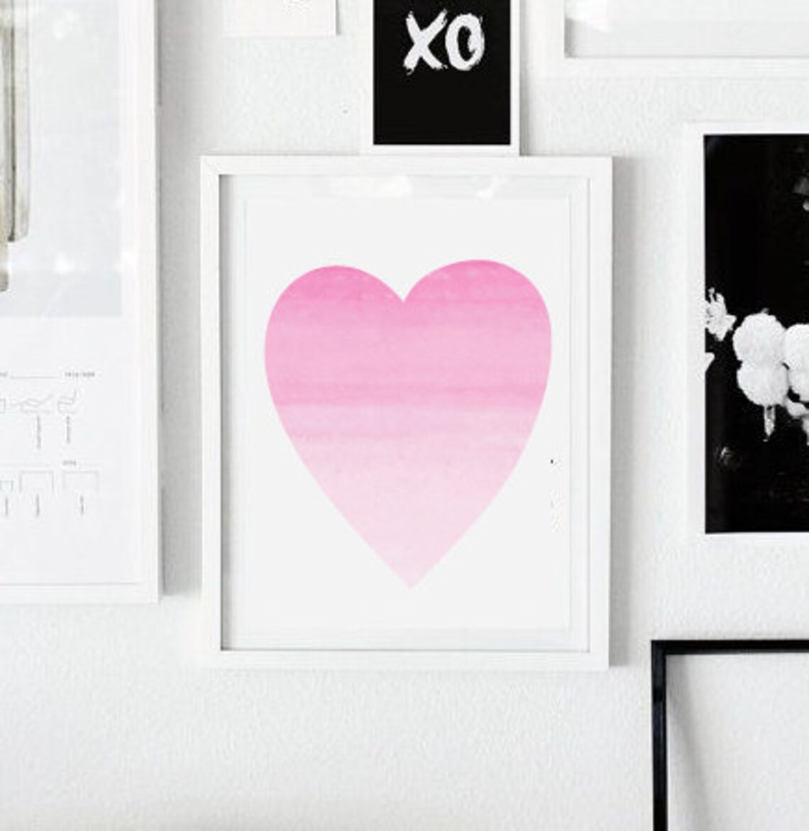 Pink Hearts, Bedroom Decor, Home Decor, Digital Prints, Nursery Prints ...