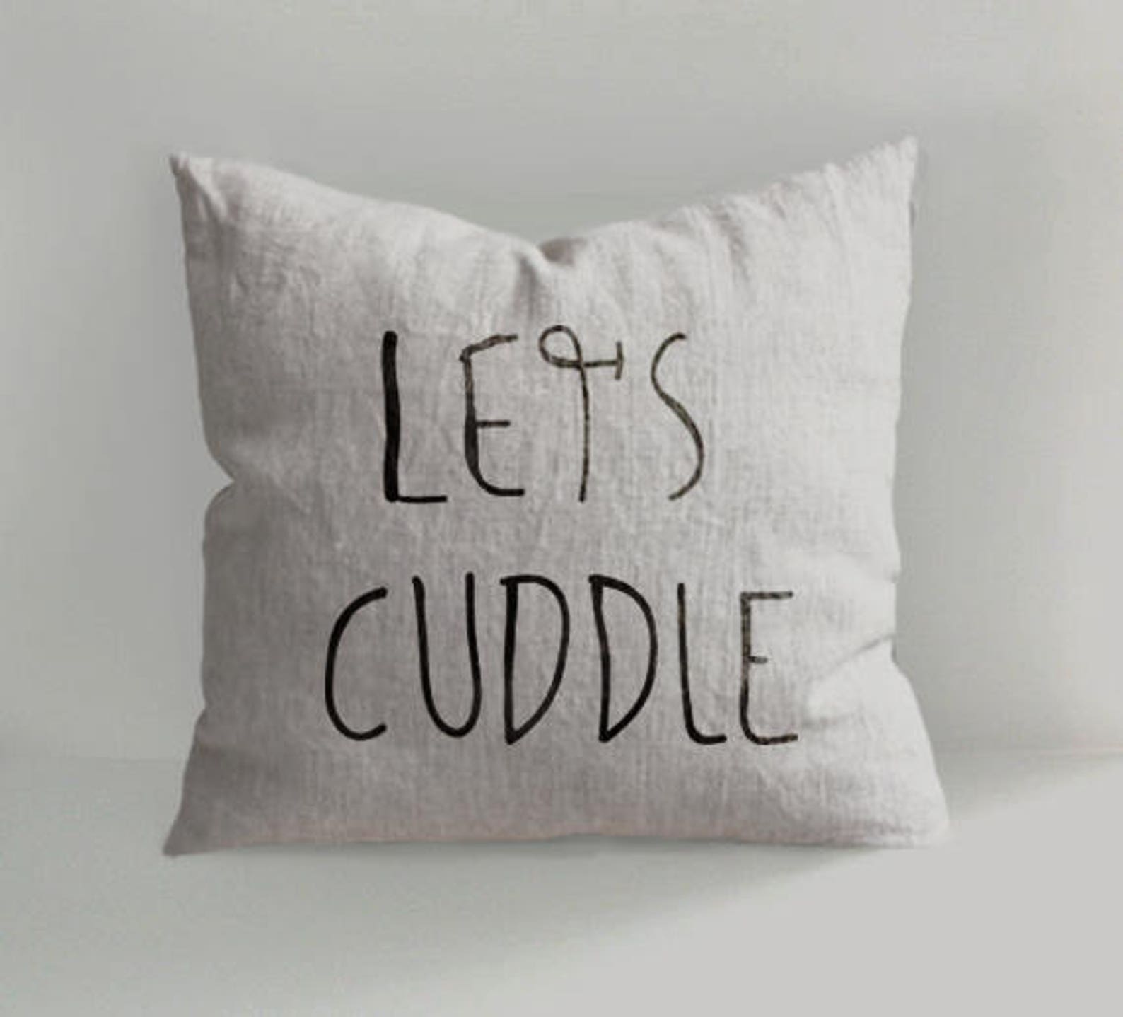 SALE Let's Cuddle Pillow 100% Hand Drawn Linen Pillow - Etsy