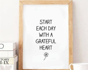 Begin Each Day With A Grateful Heart Quote Grateful Heart - Etsy