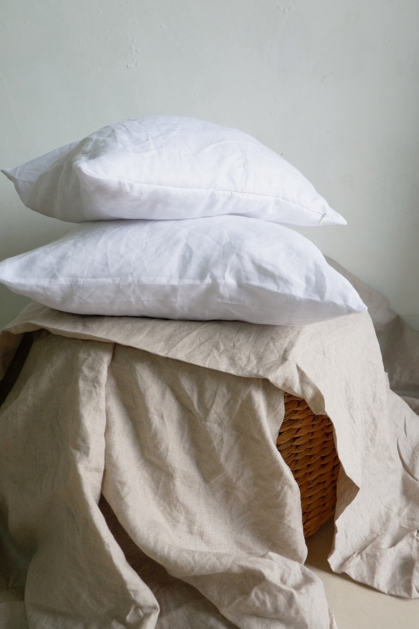 White Washed Linen Pillow Cover Handmade Linen Decorative - Etsy