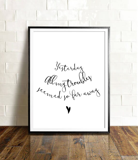 Yesterday the Beatles Print Printable Posters Lyrics Home | Etsy