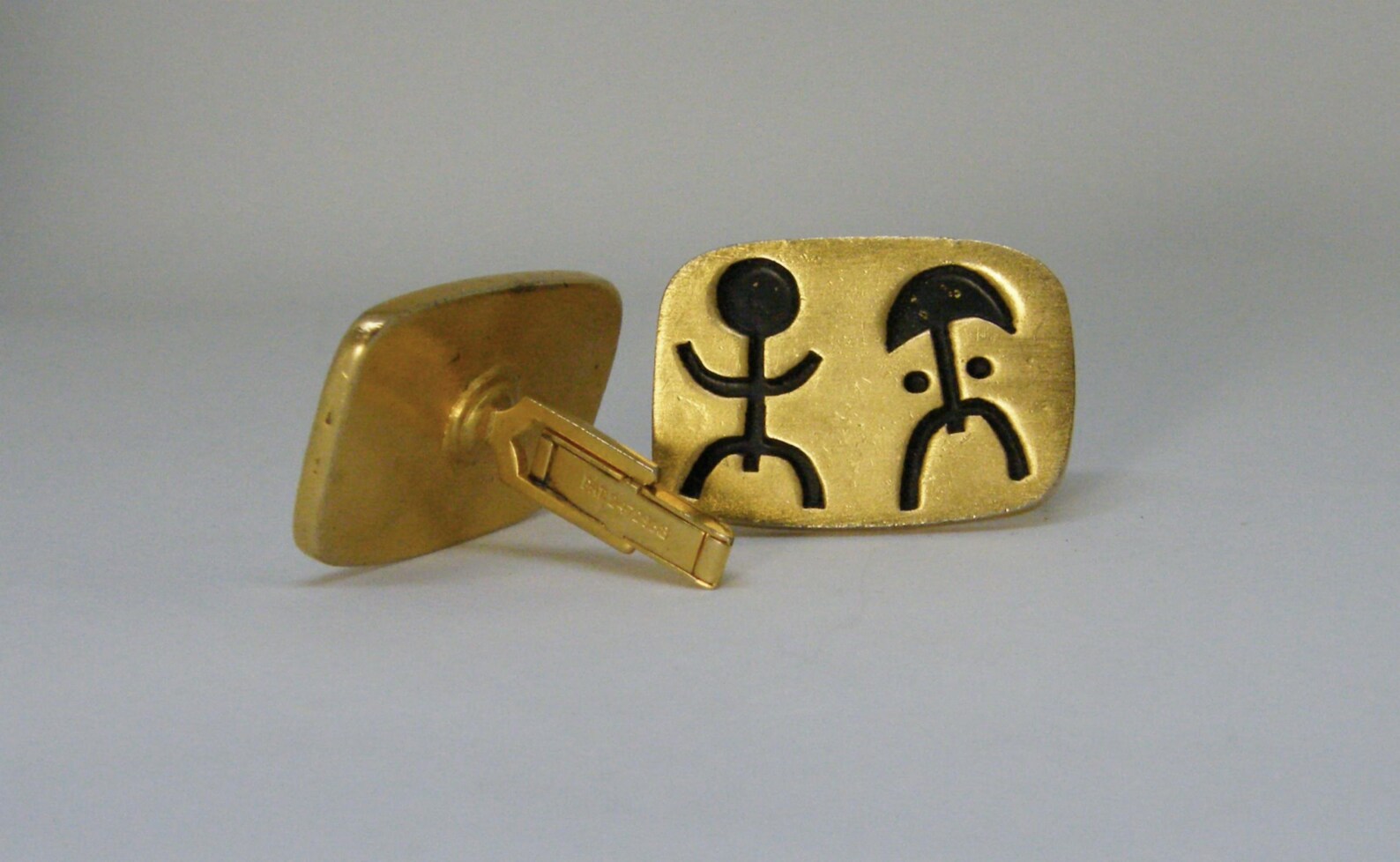 Vintage Mid Century Modern Stick Figure Artisan Cuff Links Art Moderne ...