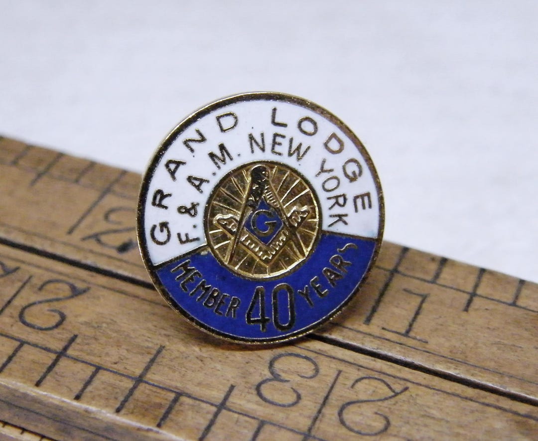 Vintage Masonic Grand Lodge Lapel Pin: 40 Years Member Enamel Tie Tack ...