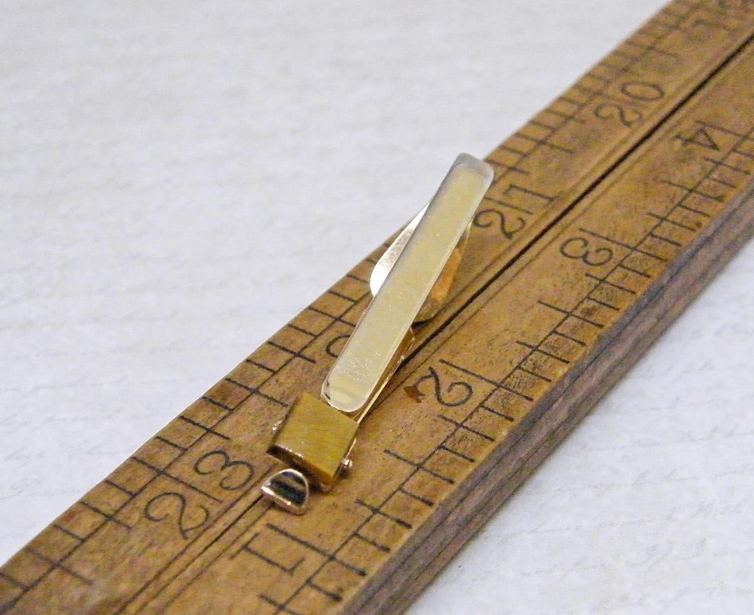Swank MCM Tiger Eye Tie Clip Classic Gold-tone Small 1-5/8" Mid Century ...
