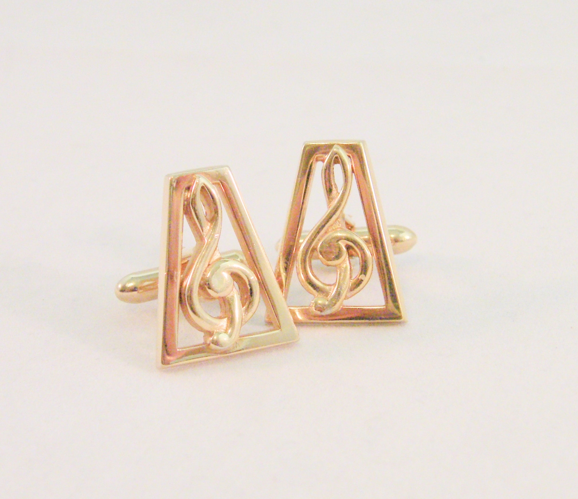 Vintage Treble Clef SWANK Gold-tone Cuff Links Trapezoid Framed Music ...