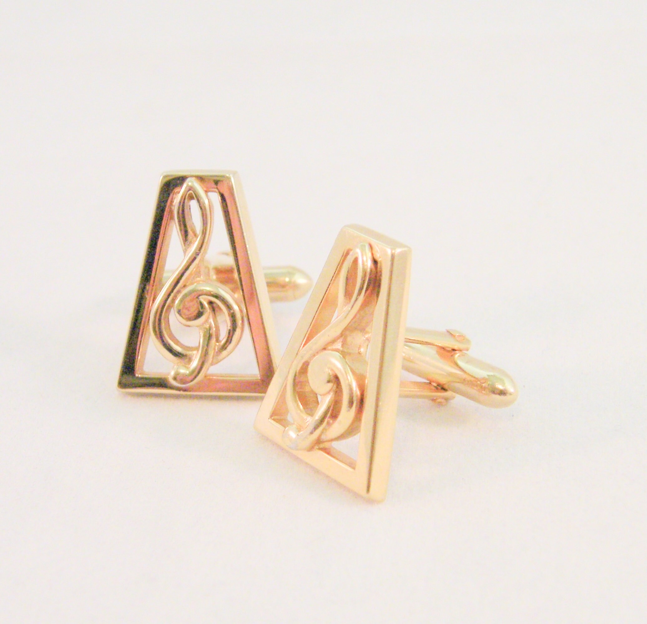 Vintage Treble Clef SWANK Gold-tone Cuff Links Trapezoid Framed Music ...