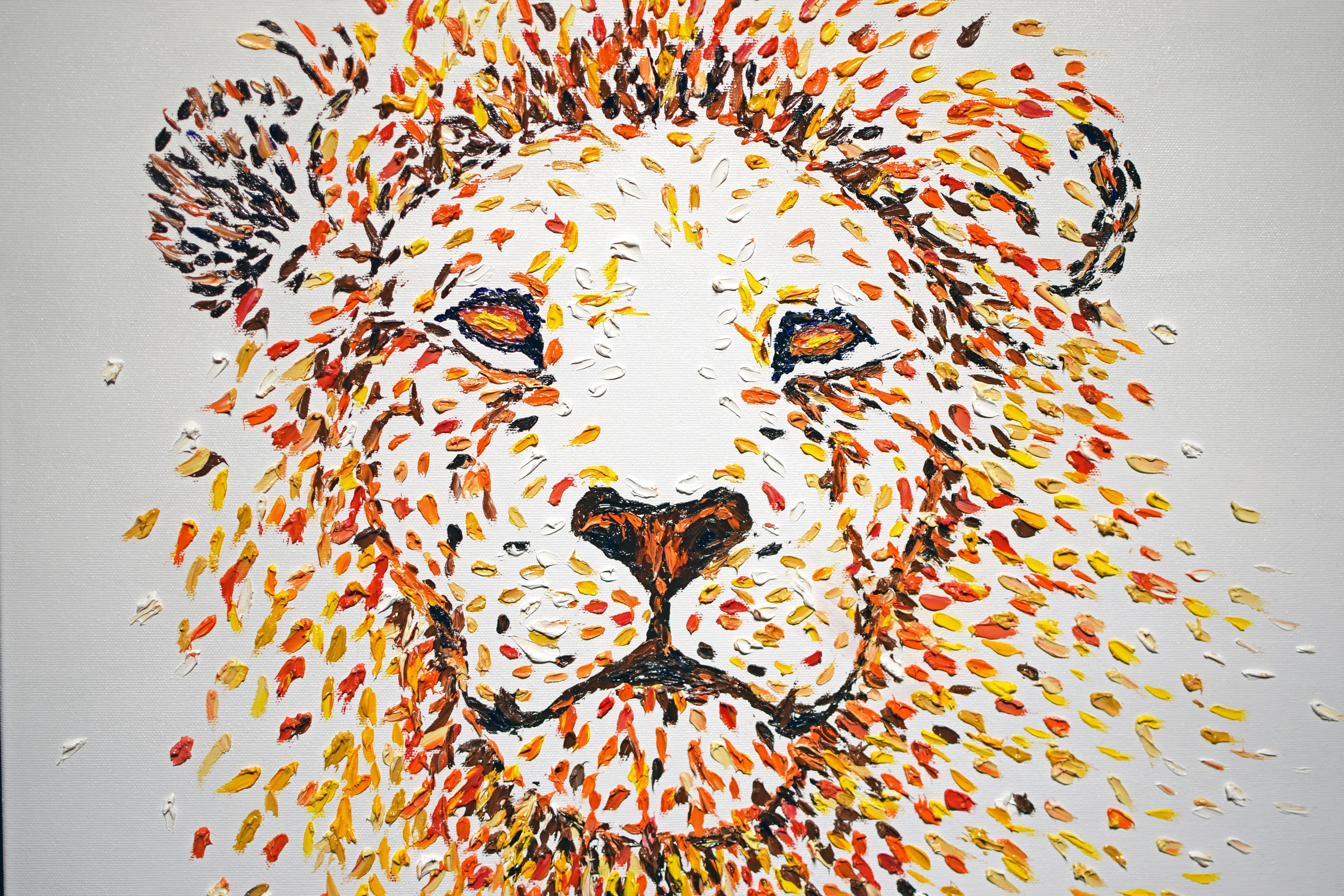 León Arte Moderno Pintura al óleo ORIGINAL Paleta abstracta Cuchillo ...