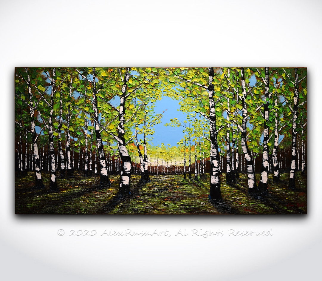 Birch Forest in Spring Oil Painting ORIGINAL Modern Contemporary Birch ...