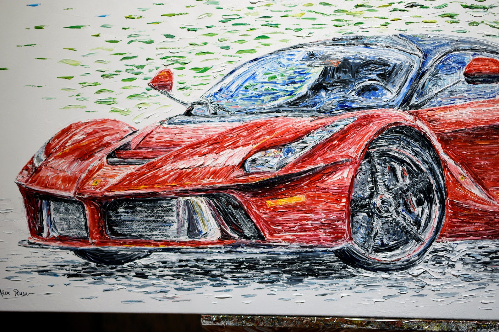 Ferrari Laferrari Painting ORIGINAL Modern Impasto Red Sport Car Oil ...