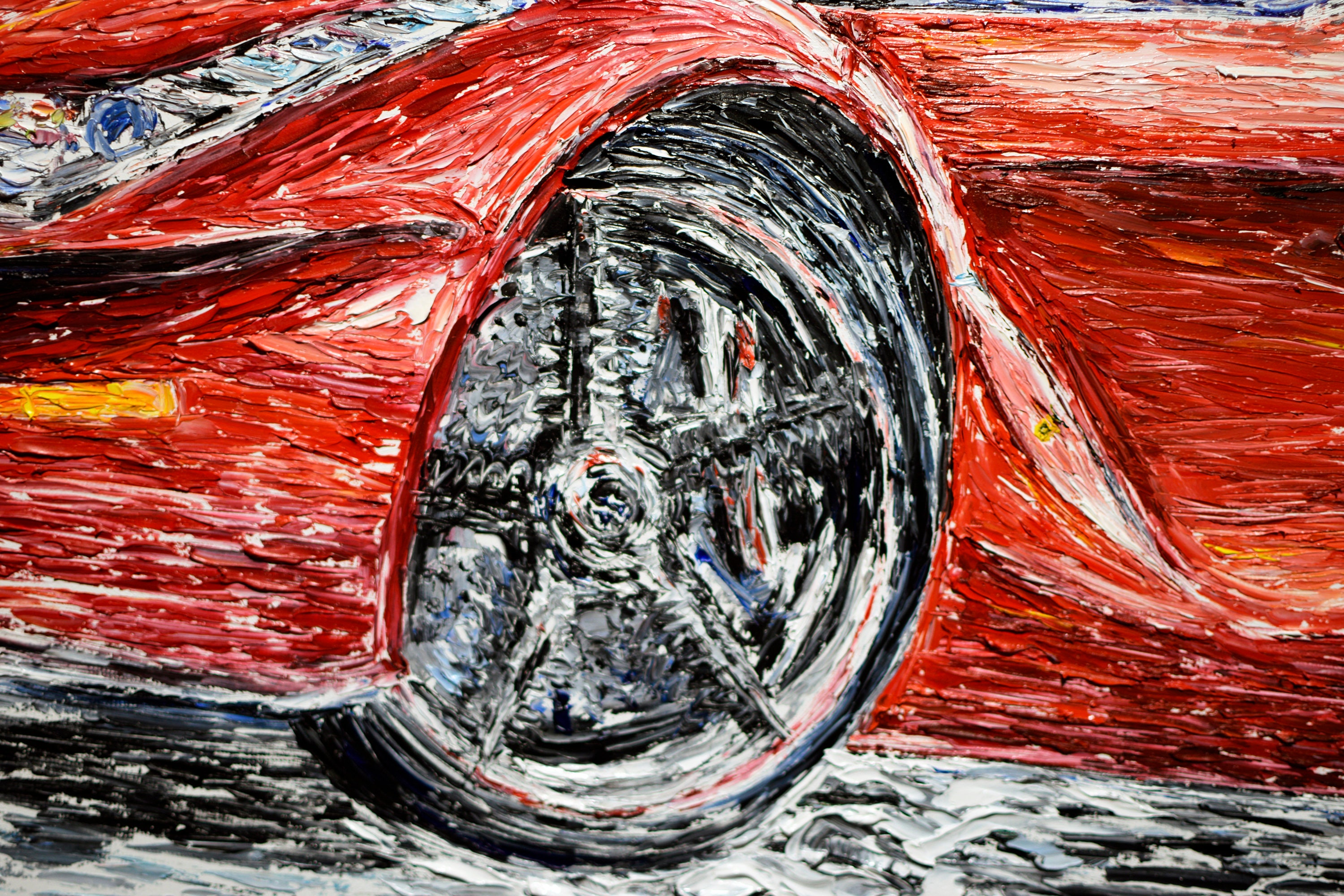 Ferrari Laferrari Painting ORIGINAL Modern Impasto Red Sport Car Oil ...