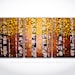 Triptych Tree Painting ORIGINAL Abstract Yellow Birch Trees Palette Knife Thick Texture ...