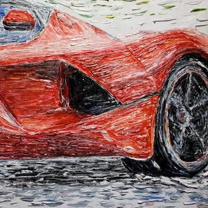 Ferrari Laferrari Painting ORIGINAL Modern Impasto Red Sport Car Oil ...