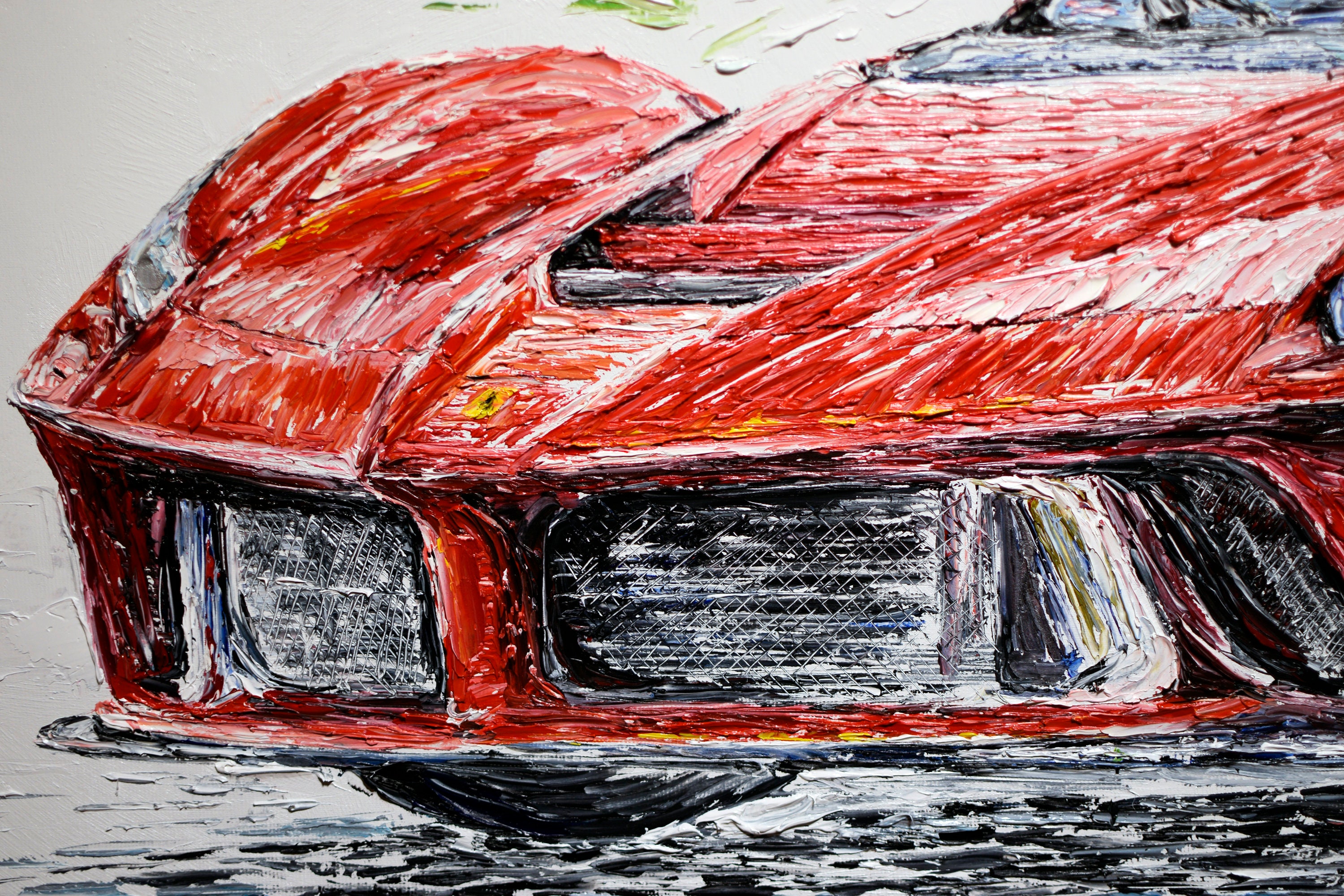 Ferrari Laferrari Painting ORIGINAL Modern Impasto Red Sport Car Oil ...