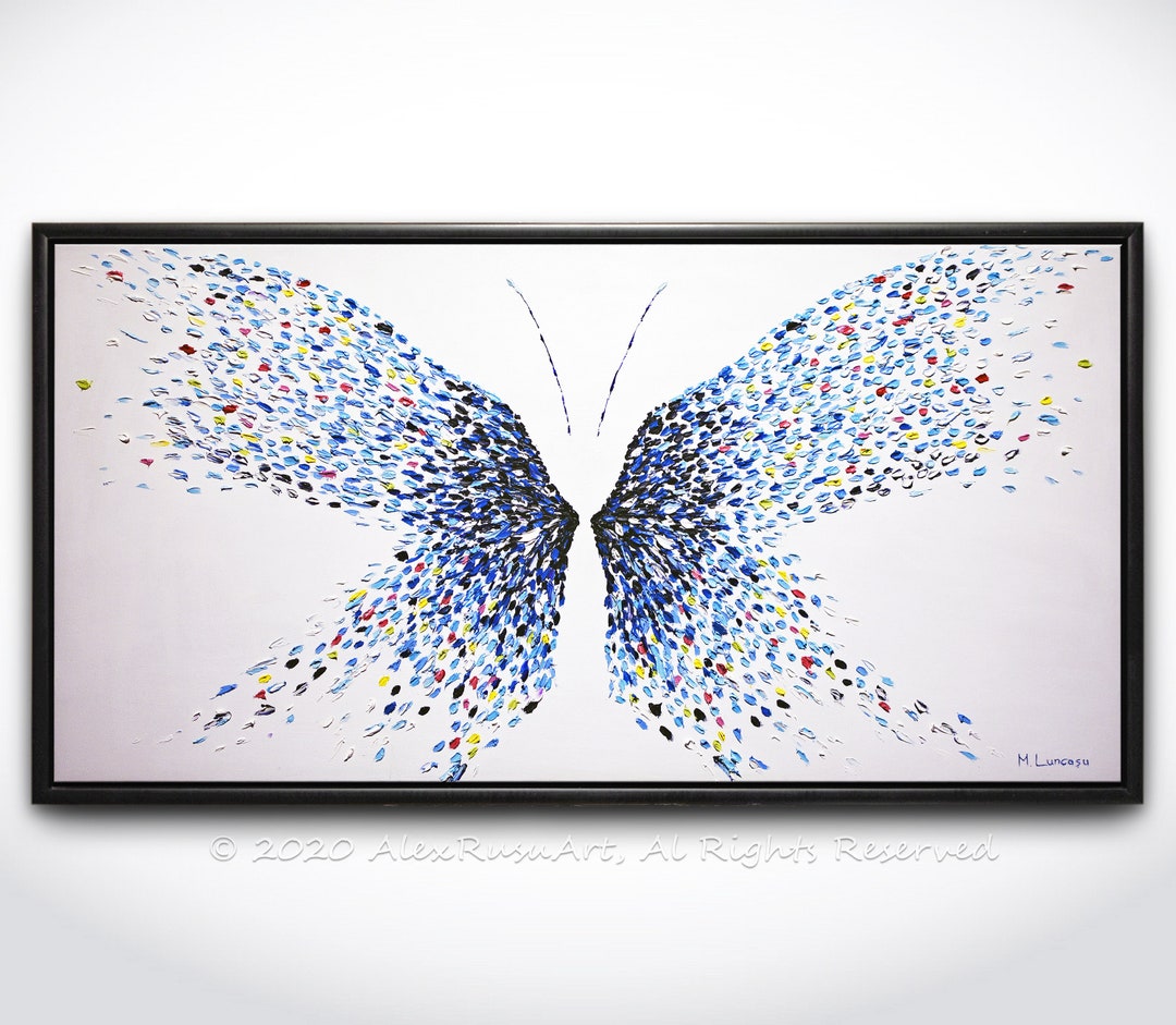 Butterfly Modern Art ORIGINAL Oil Painting - Abstract Turquoise ...
