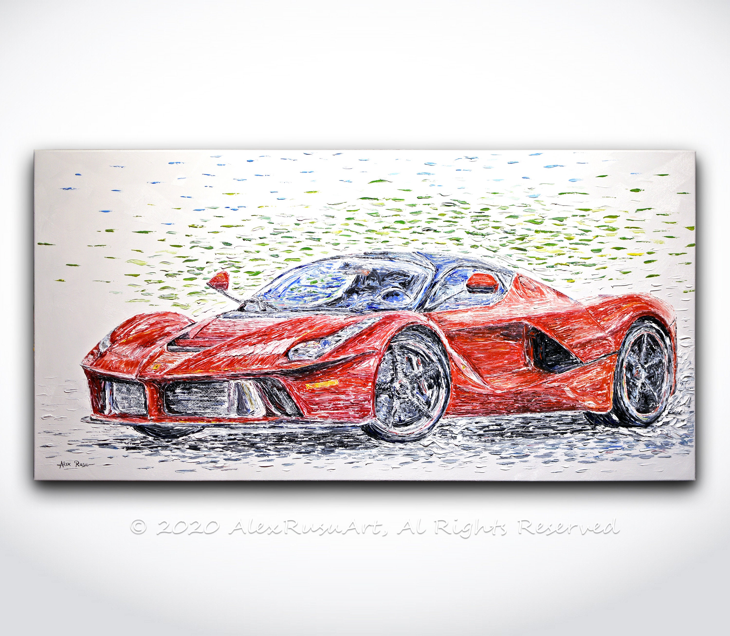 Ferrari Laferrari Painting ORIGINAL Modern Impasto Red Sport Car Oil ...