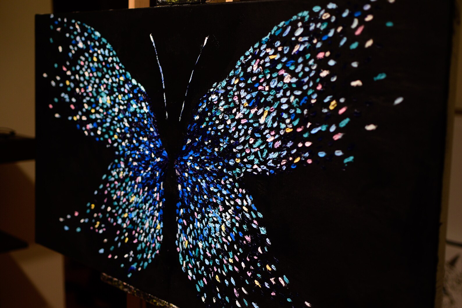 Diptych Butterfly Modern Art ORIGINAL Oil Painting - Abstract Turquoise ...
