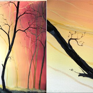 Forest Sunset Oil Painting ORIGINAL Large Contemporary Brigh Grass Tree ...