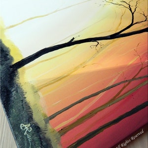 Forest Sunset Oil Painting ORIGINAL Large Contemporary Brigh Grass Tree ...